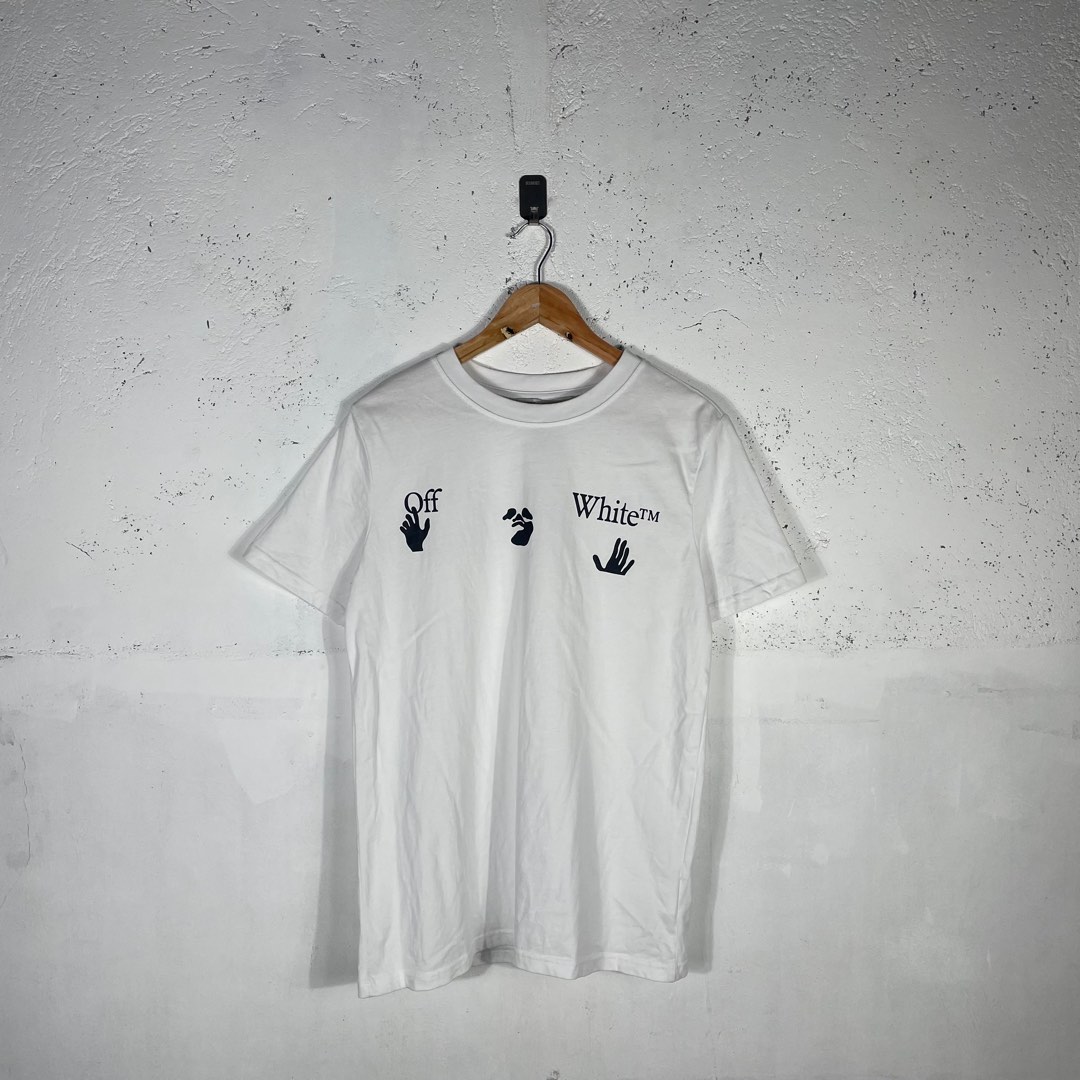 Off White - Hands Off Logo Tee, Men's Fashion, Tops & Sets, Tshirts ...