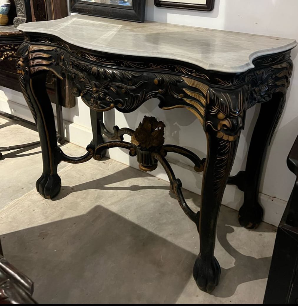 [RARE] Peranakan teak wood console table 1 pair, Furniture & Home ...