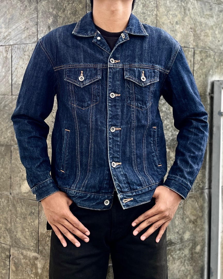 Raw denim lepzim trucker jacket jeans type 3 indigo not uniqlo selvedge ...
