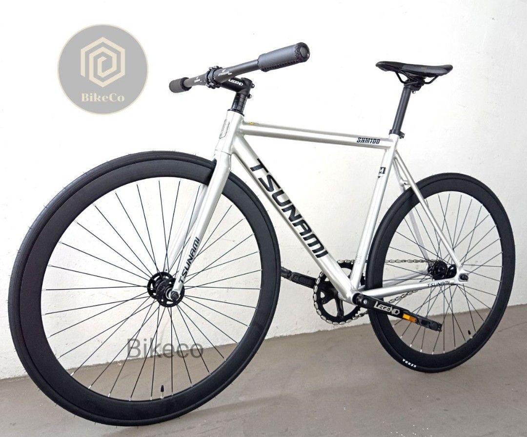 ⚪TSUNAMI SNM-100 Raw Silver Fixie Bike | Fixed Gear Track Bicycle, Sports Equipment, Bicycles ...