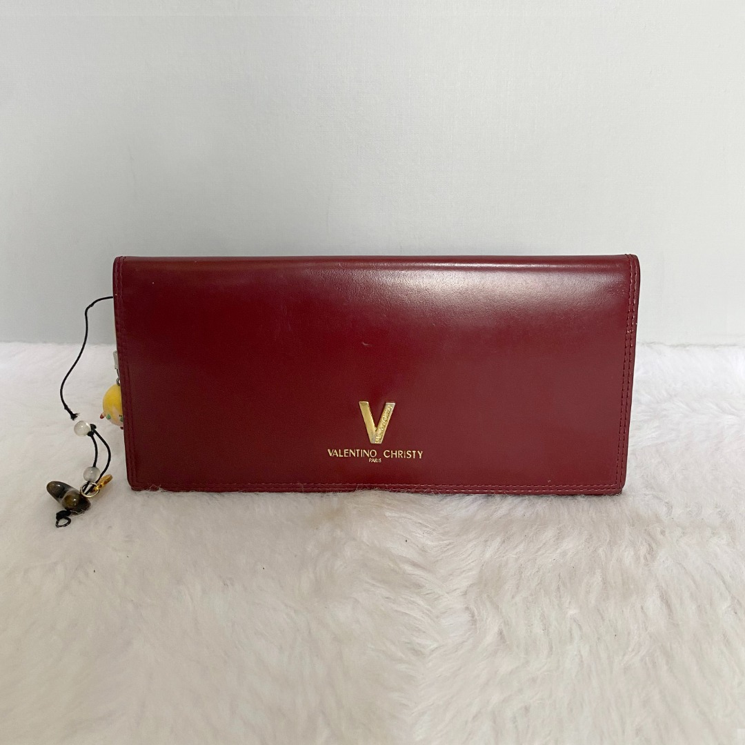 Valentino Christy Red Burgundy Leather Wallet, Women's Fashion, Bags ...