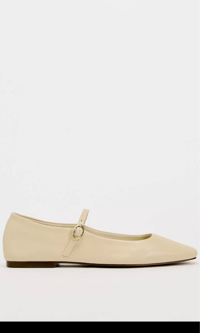 Zara Leather Ballet Flats, Women's Fashion, Footwear, Flats & Sandals ...