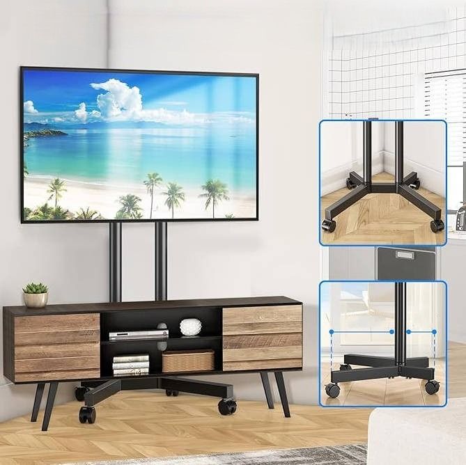 Adjustable TV Stand Mobile TV Stand with Lockable Wheels Castors ...
