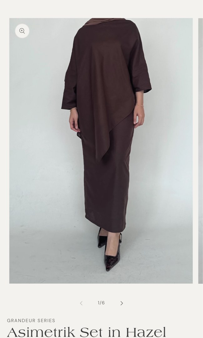 aster kl asimetrik set in hazel noir, Women's Fashion, Dresses & Sets, Traditional & Ethnic wear ...