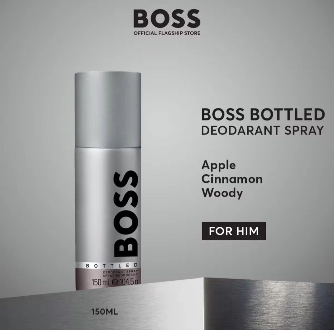 BOSS Bottled Deodorant Spray for Men 150ml - Apple, Geranium, Cinnamon ...