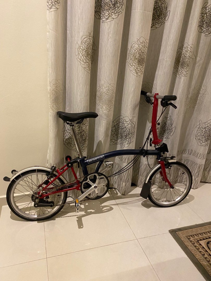 Brompton blue and red colour, Sports Equipment, Bicycles & Parts, Bicycles on Carousell