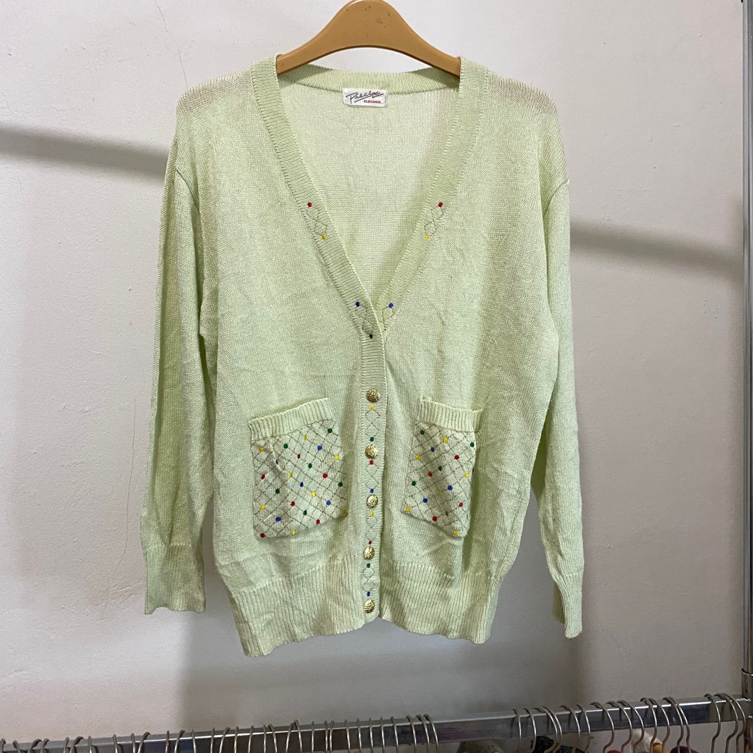 Cardigan Bordir Balon Jaring Hijau, Fesyen Wanita, Pakaian Wanita, Baju ...