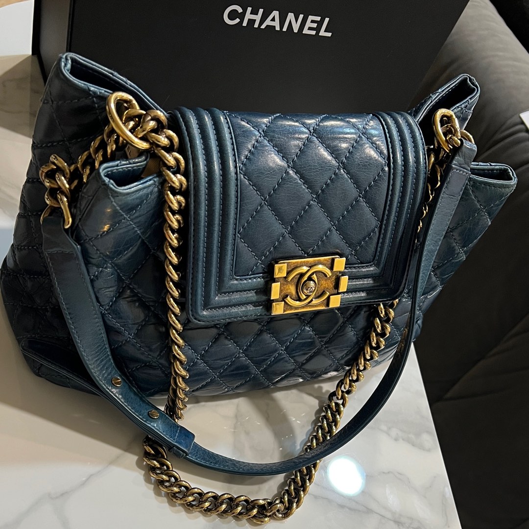 CHANEL 孟買系列 Sogo 台灣購證 香奈兒 油蠟牛皮 LeBoy 做舊復古 金釦 30cm 鏈條包, 名牌精品, 精品包與皮夾在旋轉拍賣