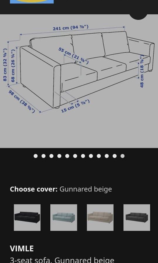 (Clean!)Ikea vimle 3 seater sofa with arm rests, Furniture & Home ...