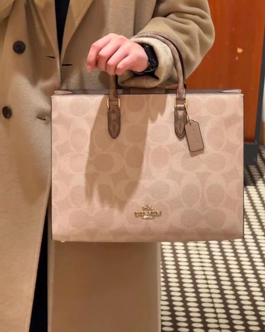Coach Large Maggie Tote Bag In Blocked Signature Canvas CY677, Luxury ...