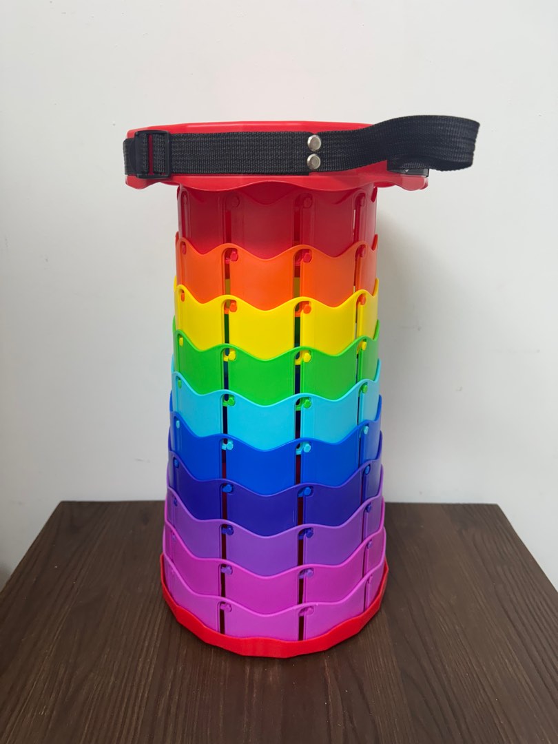 Collapsible stool rainbow, can be easily hand carried and kept away ...