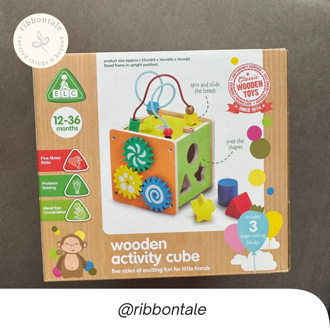ELC Wooden Small Activity Cube, Bayi & Anak, Mainan & Baby Walker di ...