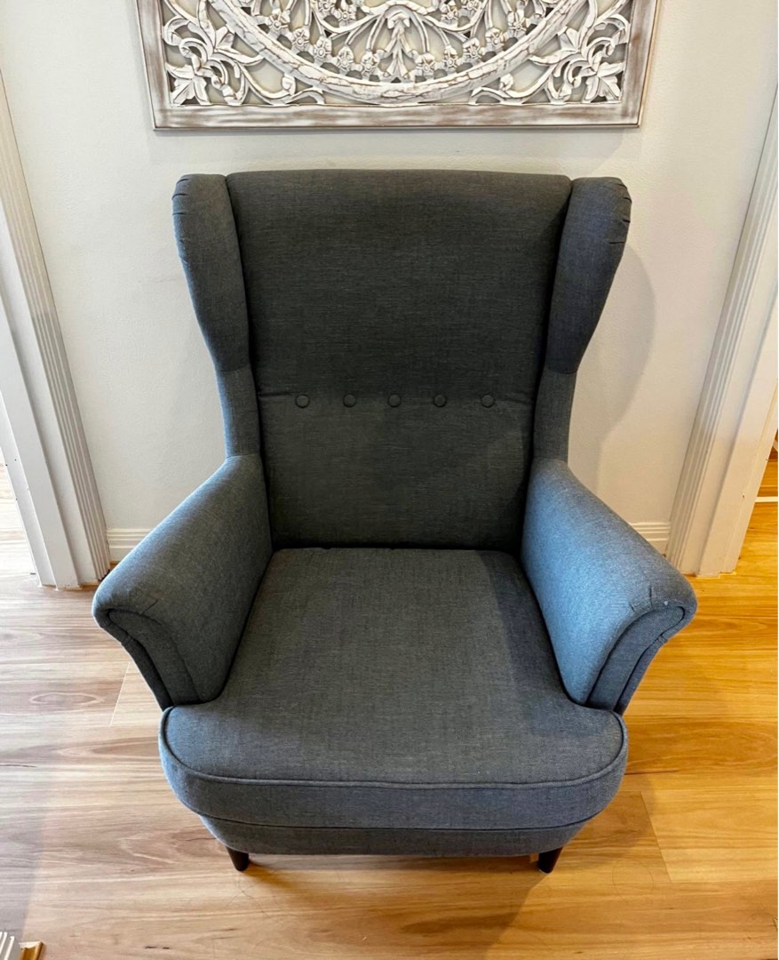 IKEA Strandmon wing chair (Dark Grey), Furniture & Home Living ...