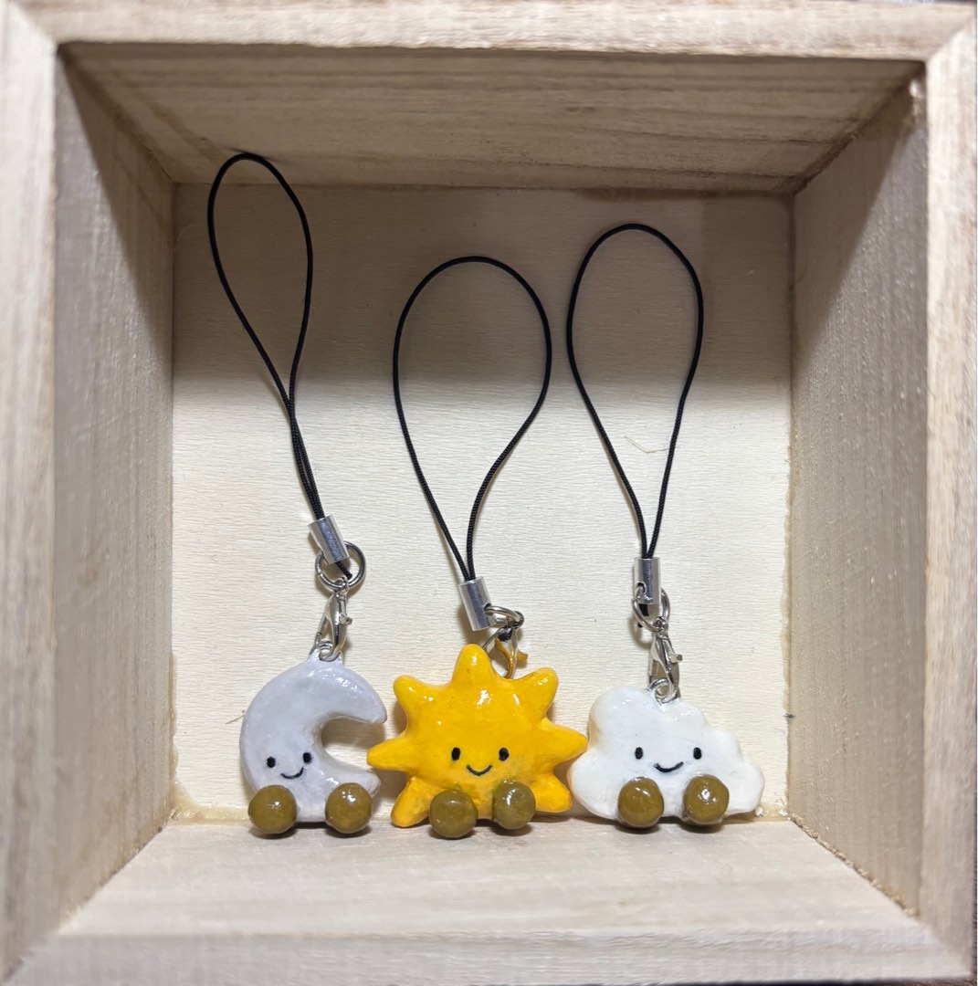 jellycat sun, moon, cloud amusables clay keychains, Hobbies & Toys ...