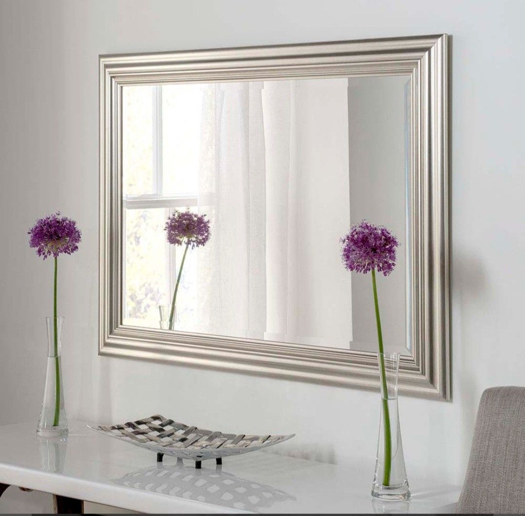 Large Silver Frame Wall Mirror 130cm by 95cm Moving Out Sale, Furniture ...