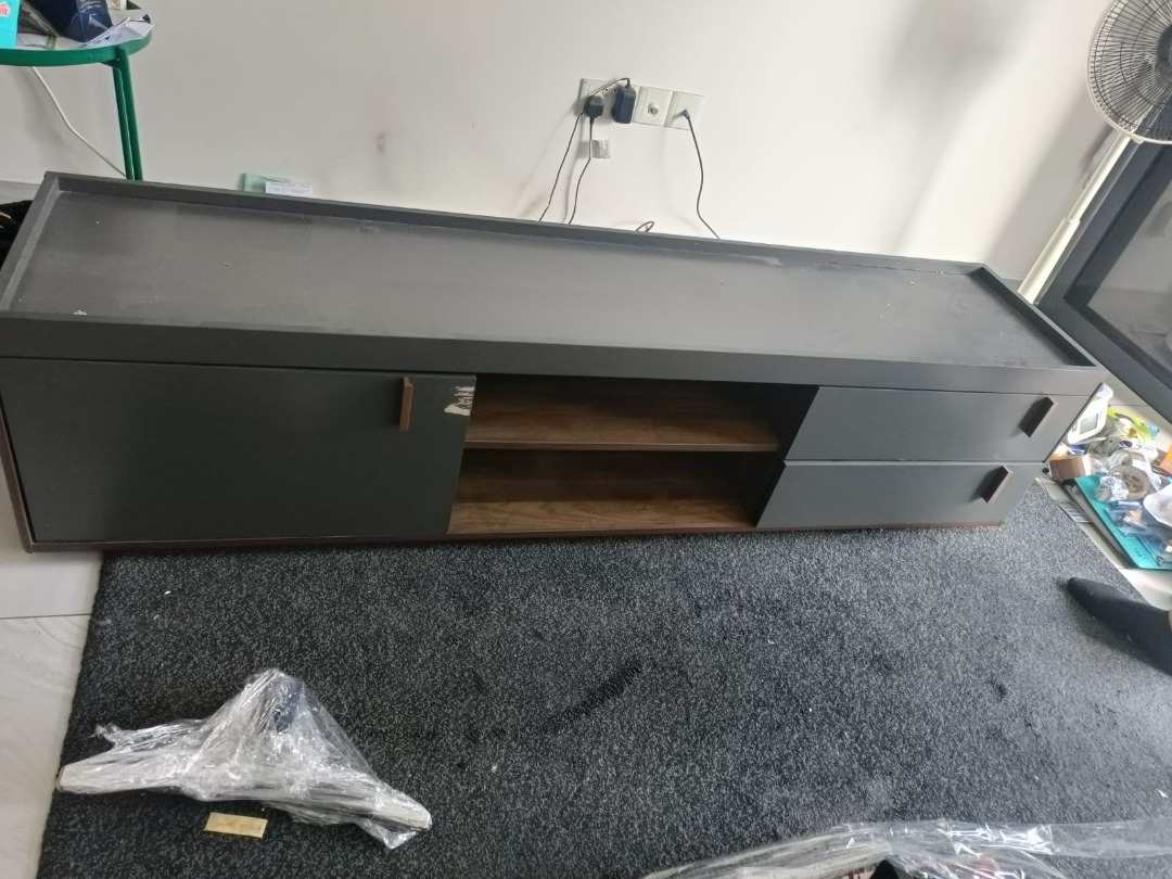 Matte Grey TV Cabinet, Furniture & Home Living, Furniture, TV Consoles ...