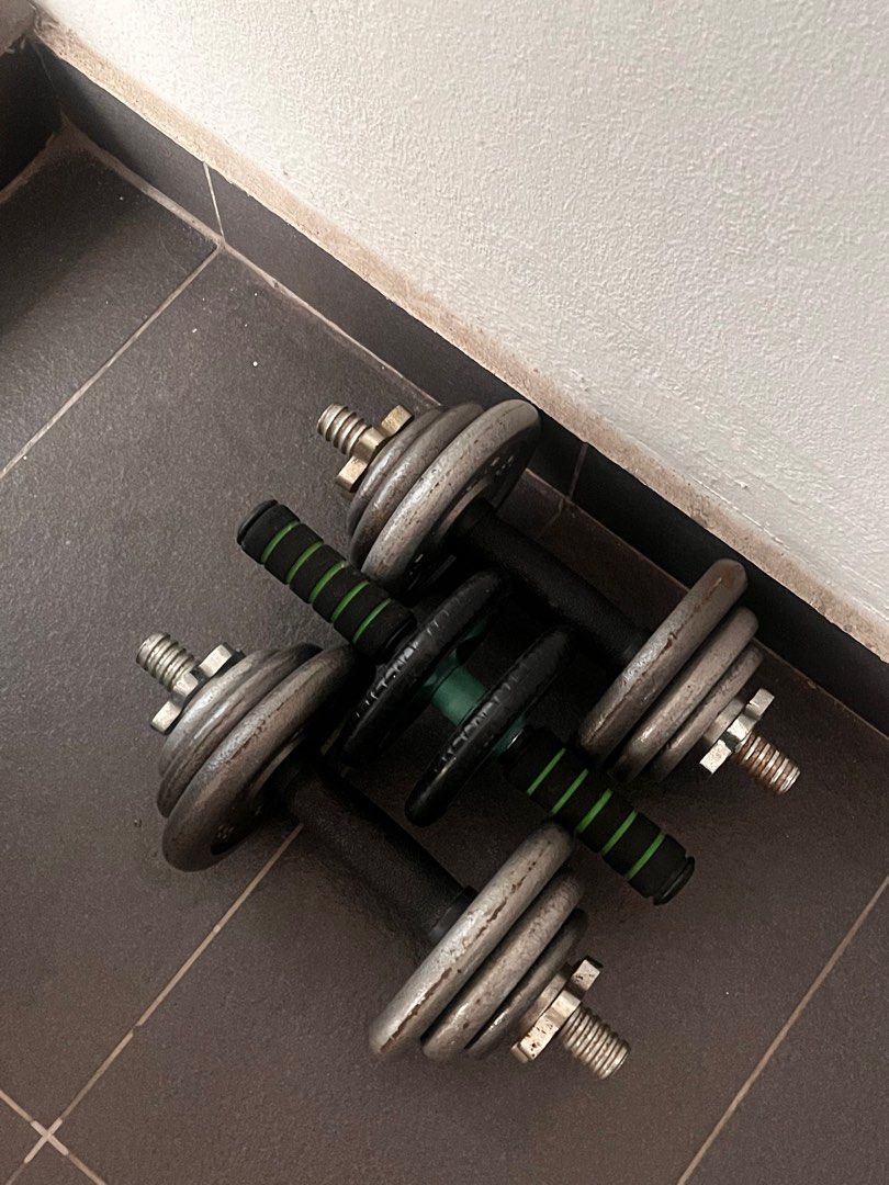Maxx fitness 10kg dumbbell (pair) with free ab wheel roller, Sports ...