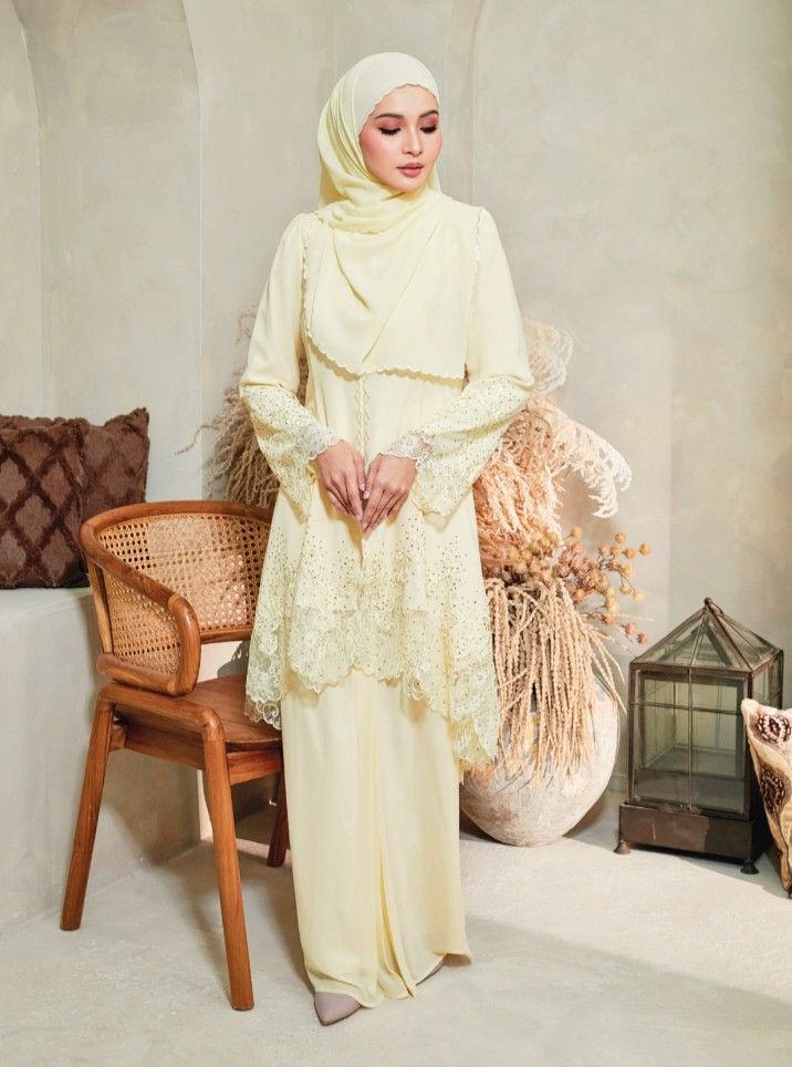Minimalace Bidara in Yellow, Women's Fashion, Muslimah Fashion, Baju ...
