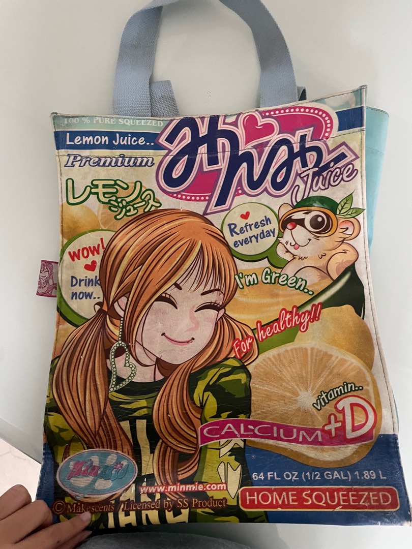 Minmie tas sekolah les anak totebag tas jinjing biru gambar print ...