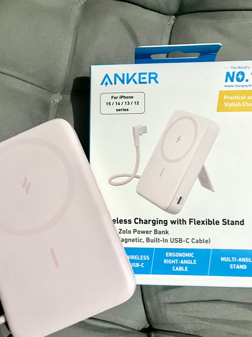 Pink Anker Zolo 10000mAh Magnetic Power Bank - Wireless Portable ...
