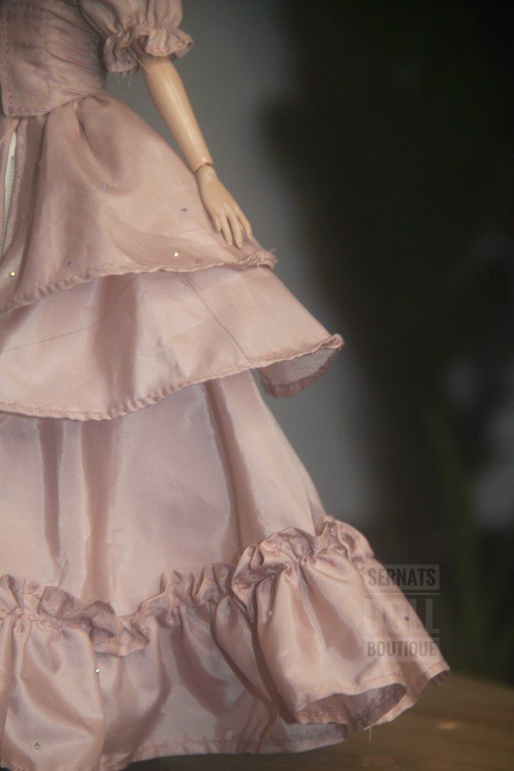 Pink Puff Sleeves Princess Gown to Night Dress for Barbie Doll with ...