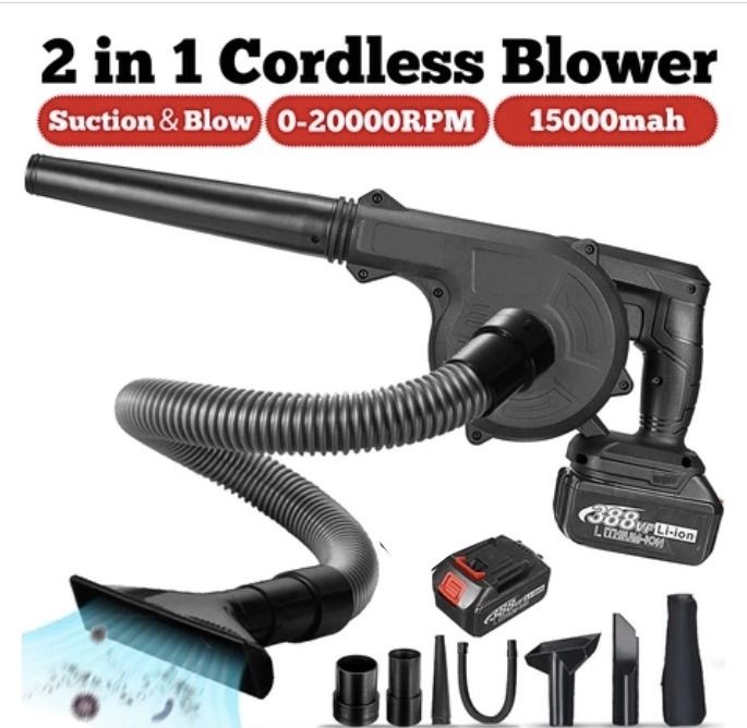 Portable 2 in 1 Powerful Cordless BLOWER & SUCTION Cleaner (Powerful engine with turbine ...
