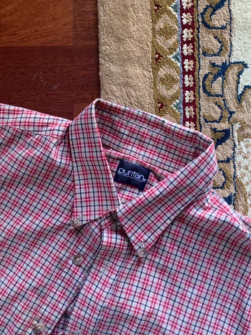 Puritan red checkered button up, Men's Fashion, Tops & Sets, Formal ...