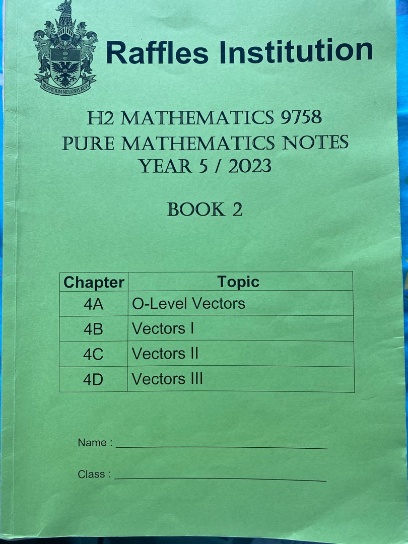 Raffles Institution (JC) H2 Math Notes, Hobbies & Toys, Books ...