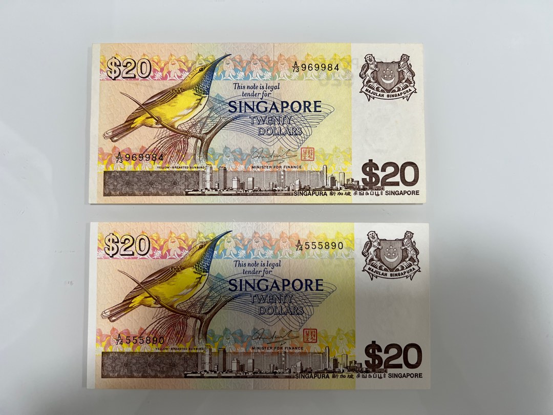 Rare uncirculated $20 bird series Singapore old currency (1 for $38 ...
