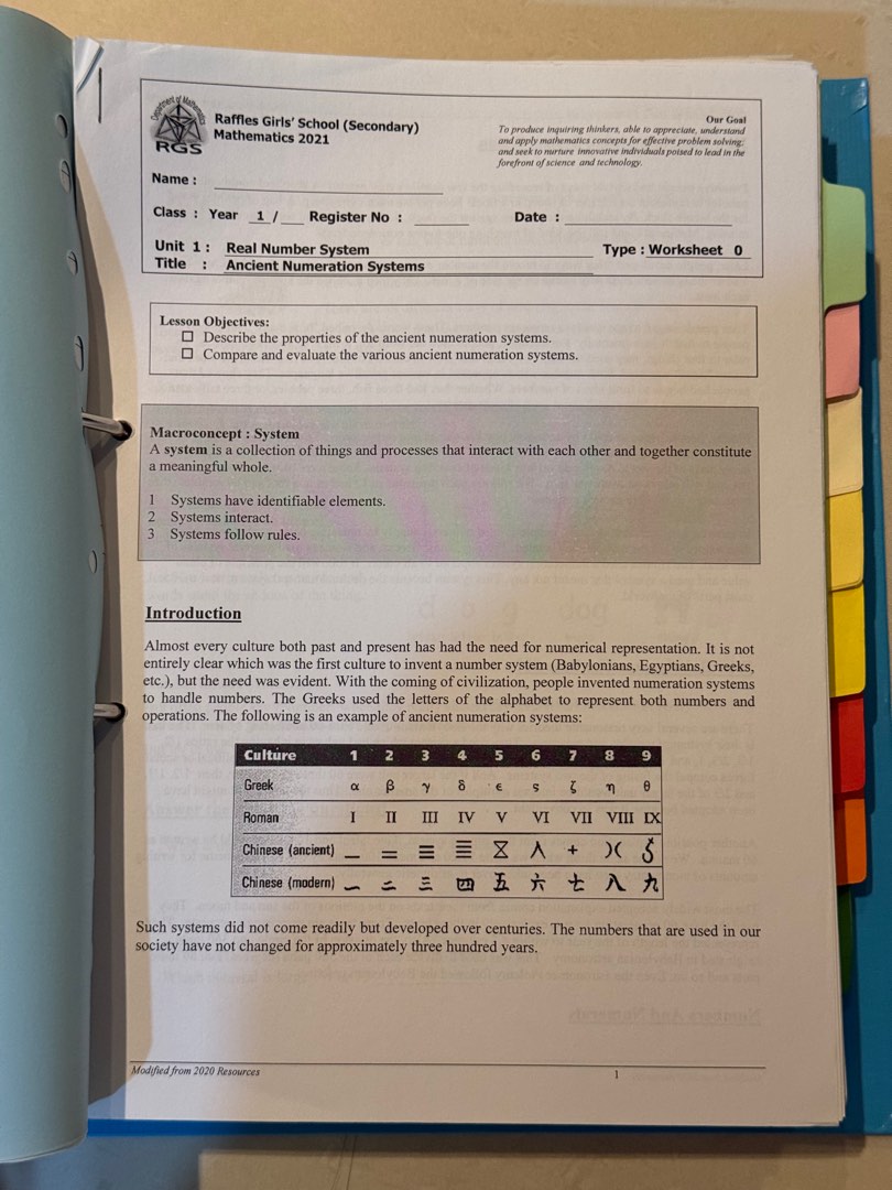 rgs raffles girls school math sec 1 school worksheets + practice papers ...