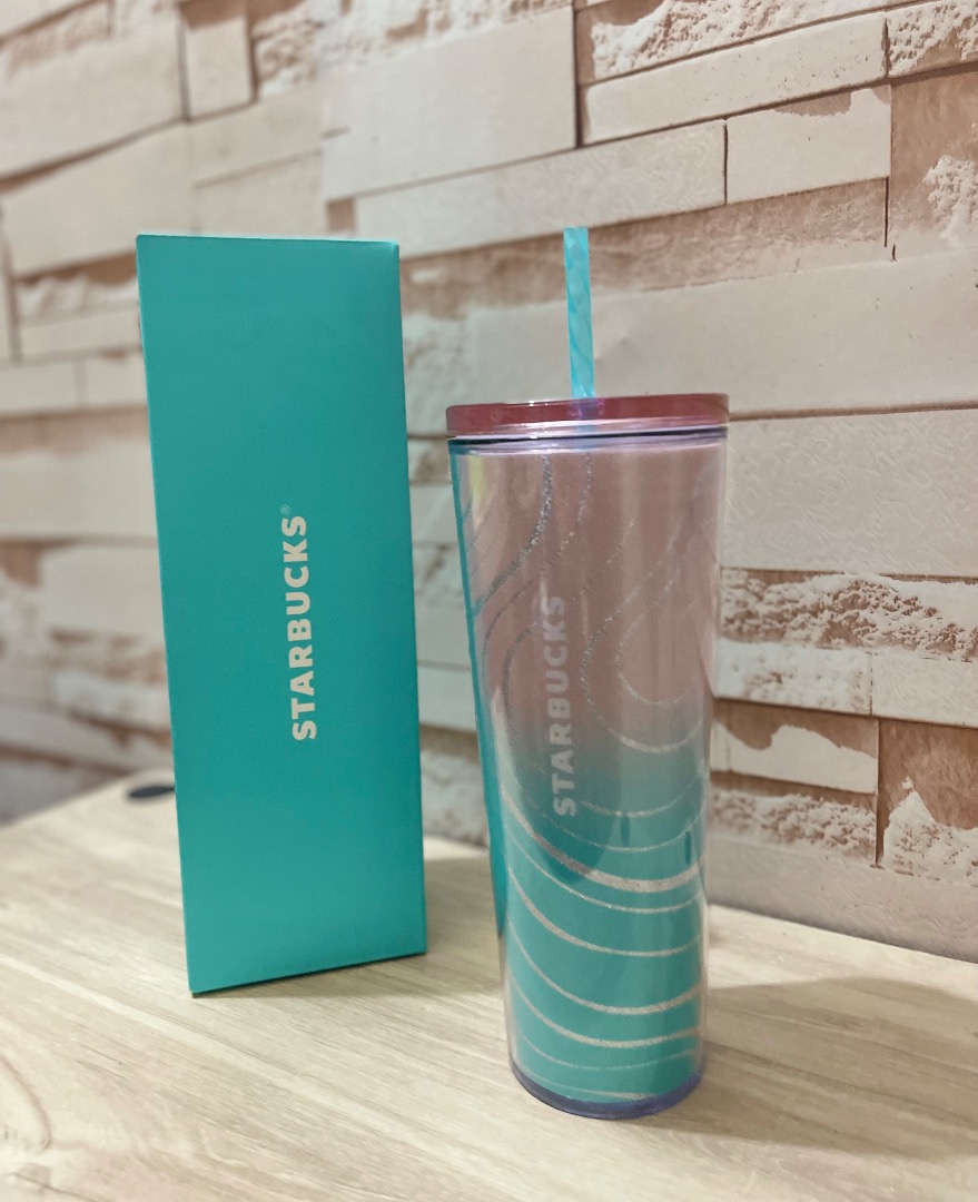 STARBUCKS TURQUOISE COLD CUP ORIGINAL WITH DRINKING STRAW, Furniture ...