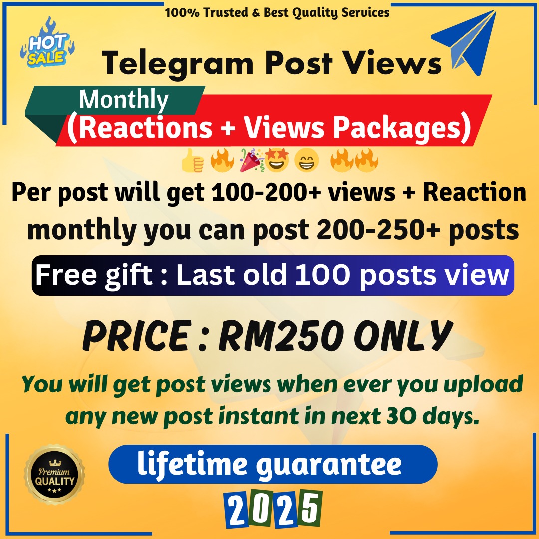 Tele gram Post Views + Reactions (Monthly Reactions + Views Package ...