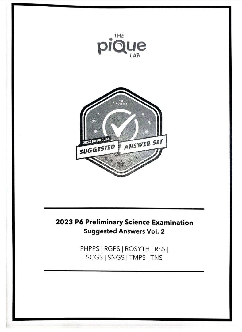 PSLE P6 2023 Science Top School Prelim Exam Answers MCQ OEQ, Hobbies ...