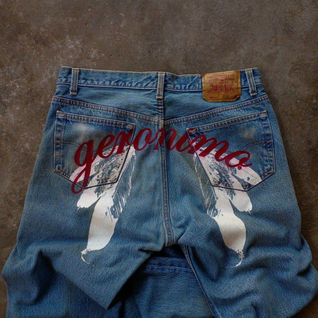 TRUE VINTAGE LEVIS 501 x GERONIMO RED INDIAN APACHE DENIM 501xx MADE IN ...