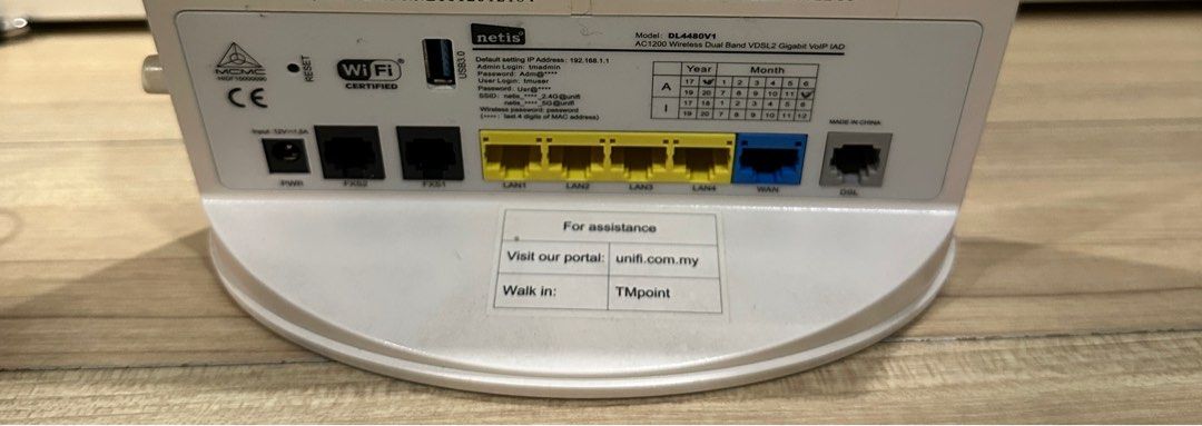 Unifi router DL4480V1 AC1200 wireless dual band VDSL2 gigabit VoIP IAP ...