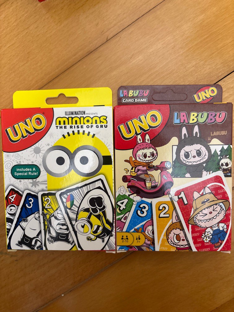 UNO minions and labubu, 興趣及遊戲, 玩具 & 遊戲類 - Carousell