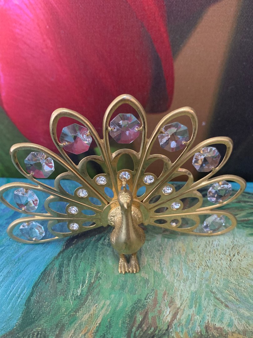 Vintage Crystal Delight 24K Gold Plated Austrian Crystal Peacock Sun ...