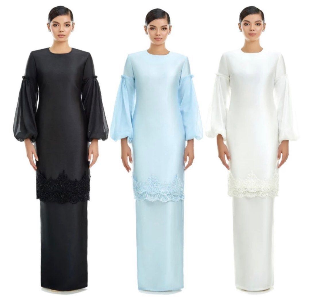 Wanzar Hernia Sky Blue, Women's Fashion, Muslimah Fashion, Baju Kurung ...