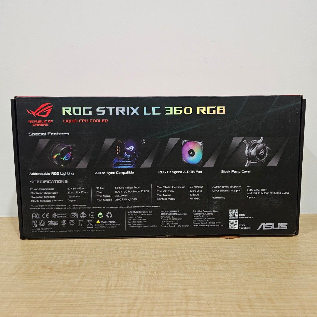 ASUS ROG Strix LC360 Black AIO, Computers & Tech, Parts & Accessories ...