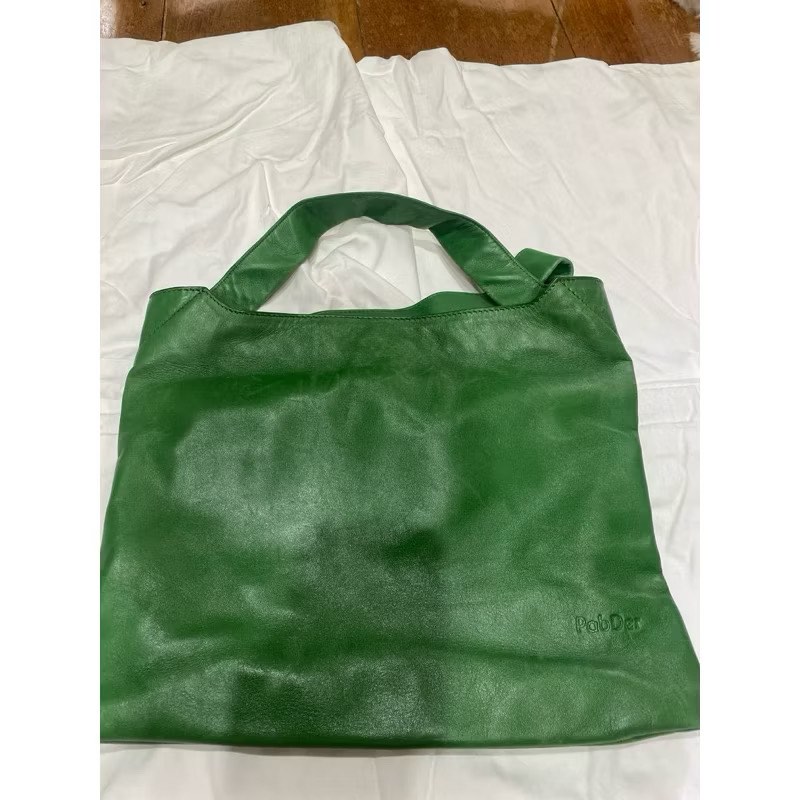 Big green leather tote bag, Women's Fashion, Bags & Wallets, Tote Bags ...