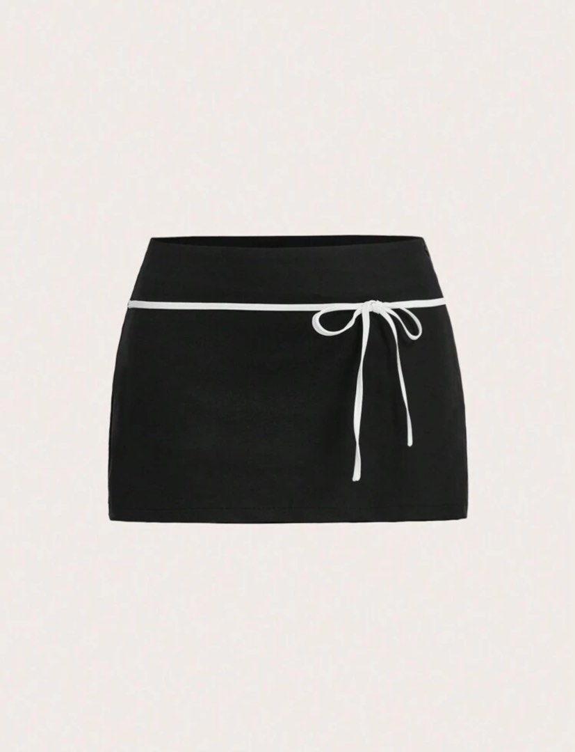 SOLD - Black Aesthetic String Mini Skirt, Women's Fashion, Bottoms ...