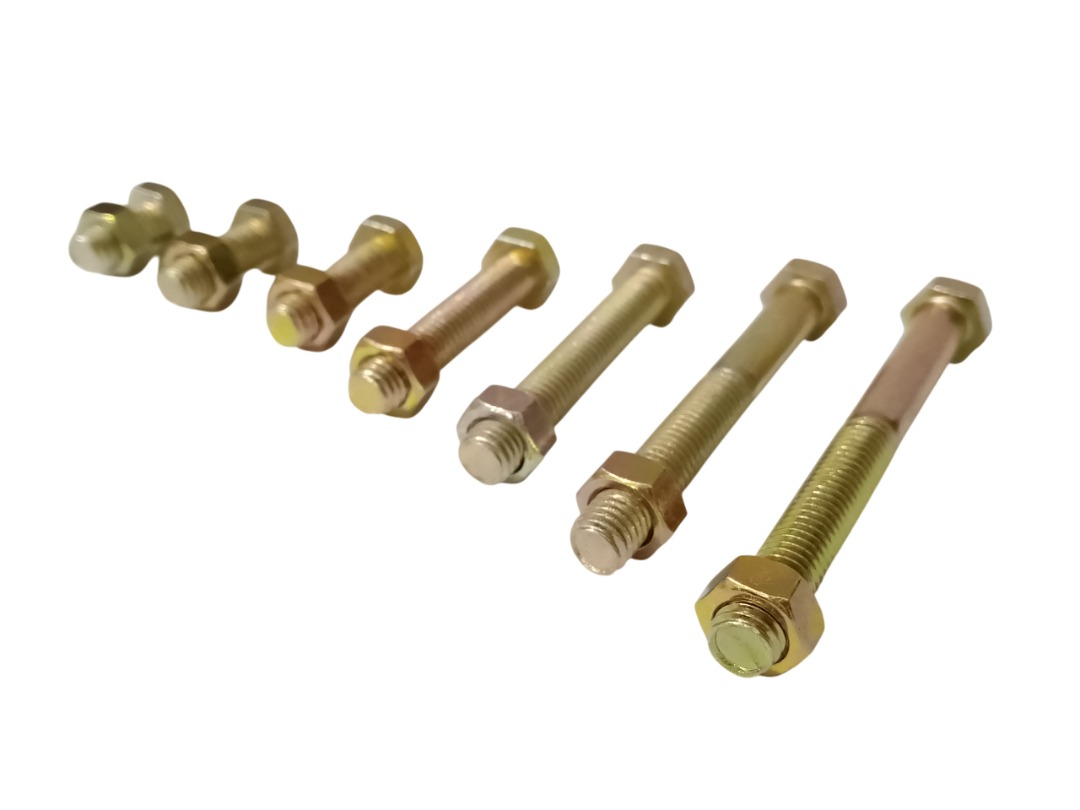 BOLTS and NUTS M8 HEXAGONAL TETANIZED GOLD-PLATED FINE THREAD HEAVY ...