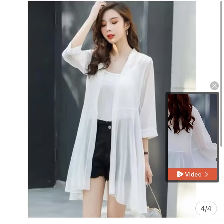 cardigan basic transparan putih outer wanita model korean style, Fesyen ...