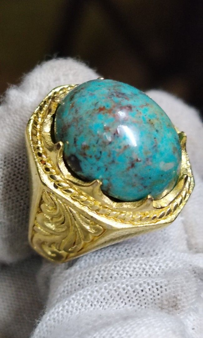 Cincin Natural Firus Iran nesyabur tembaga pahat jawa, Men's Fashion ...