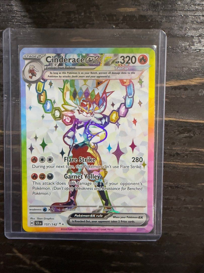 Cinderace ex 157/142 Stellar Crown rare art full art holo pokemon card ...