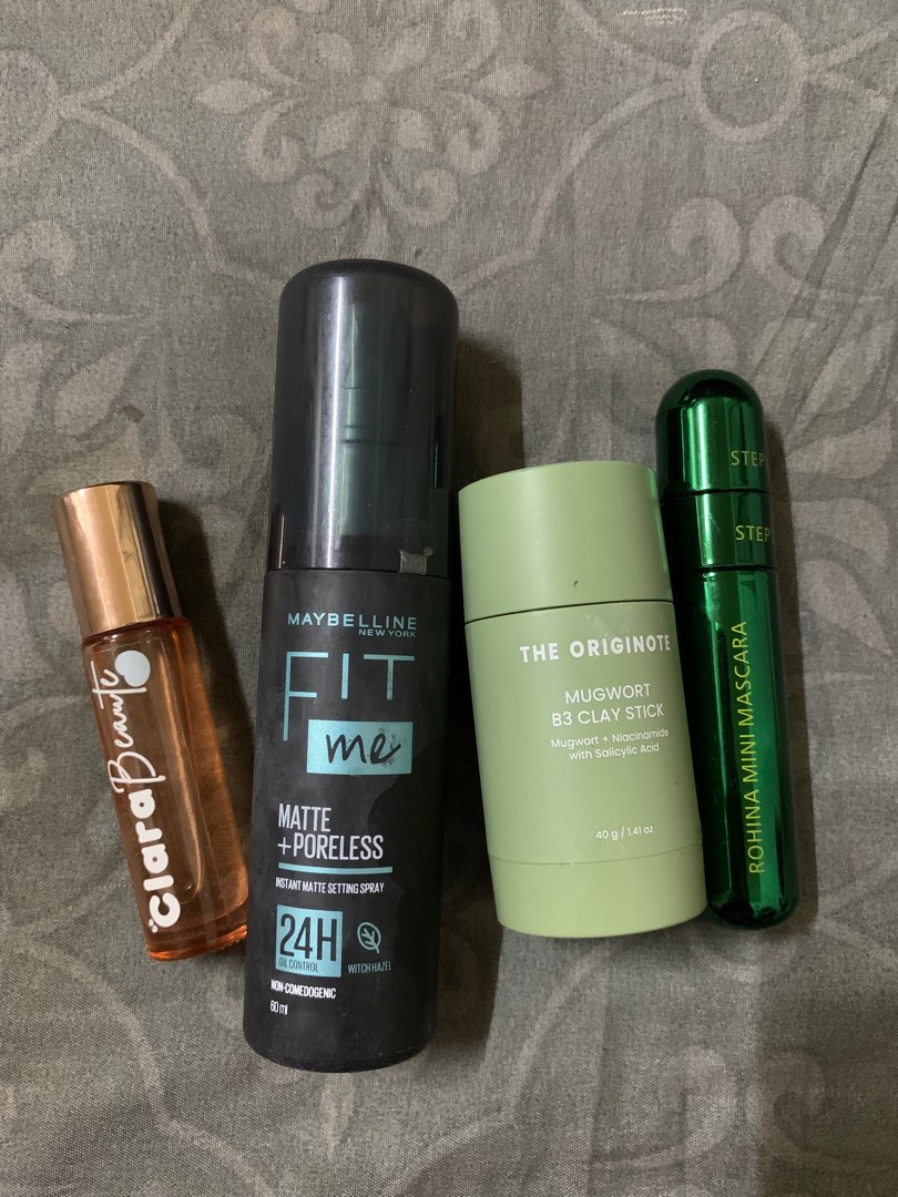 CLARA OIL, MAYBELLINE FIT ME SETTING SPRAY, THE ORIGINOTE MUGWORT MASK ...