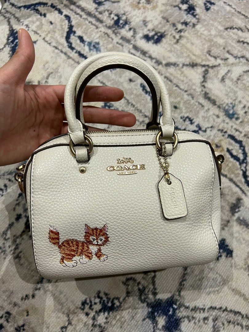 Coach Rowan Cat Bag (White), Women's Fashion, Bags & Wallets, Shoulder ...