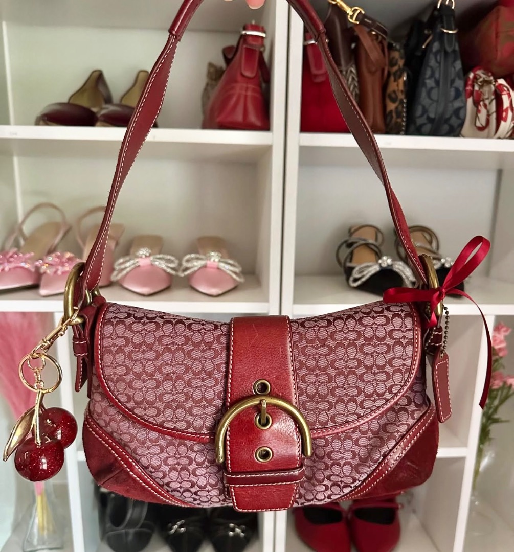 Coach Soho Signature Suede Red, Women's Fashion, Bags & Wallets ...