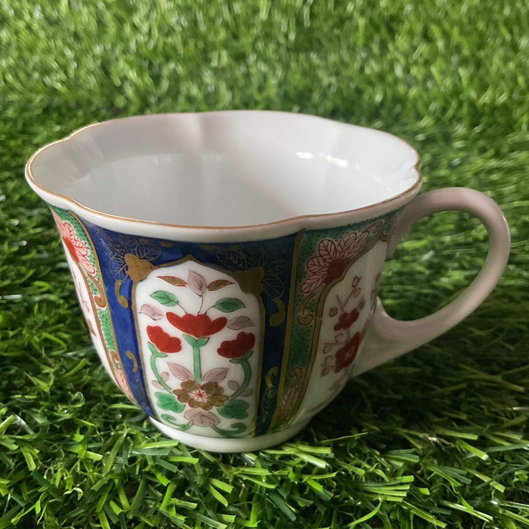 D56 Arita Imari Green Blue Oriental Red Sakura Goldrubbed Rim Tea Cup ...