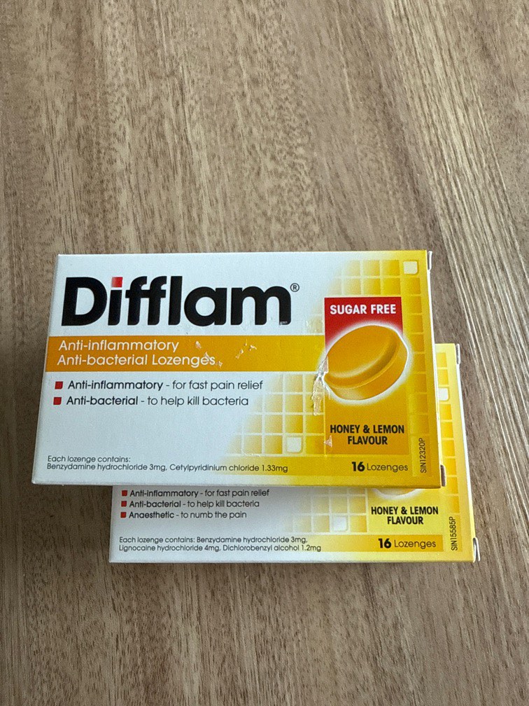 Difflam Lozenges lemon honey, Health & Nutrition, Health Supplements ...